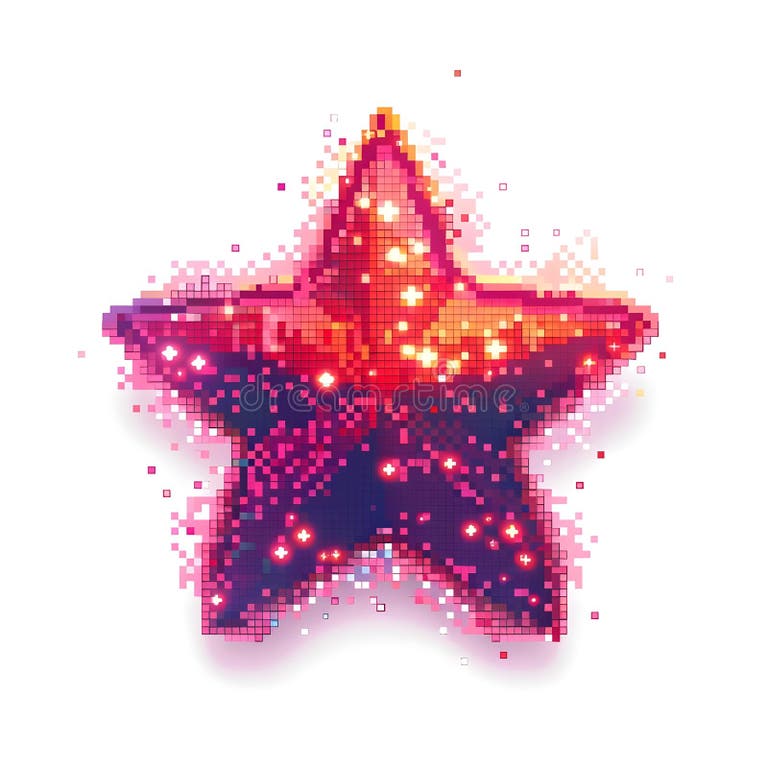 Pixelated Star Bright Pixel Art Stock Illustration - Illustration of ...