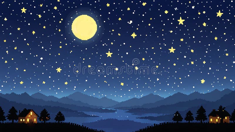 Pixelated Starry Night Sky Background Stock Illustration - Illustration ...
