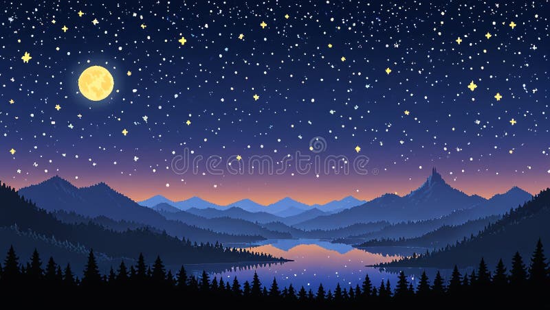 Pixelated Starry Night Sky Background Stock Illustration - Illustration ...
