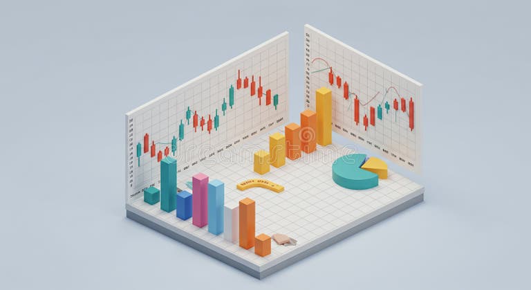 Pixelated Stock Market Analysis and Data Visualization with Bar Graph ...