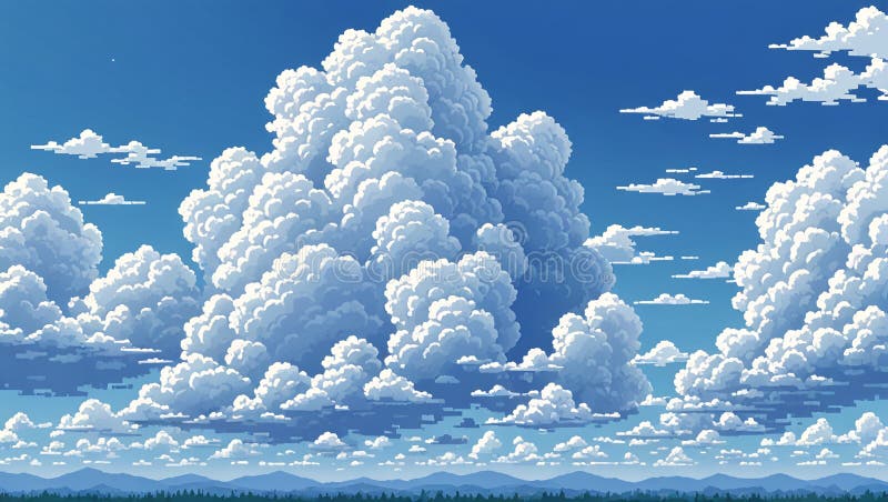 Pixelated Storm Abstract Clouds in Retro Style Stock Illustration ...