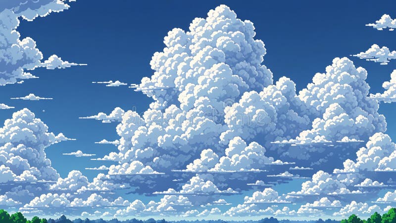 Pixelated Storm Abstract Clouds in Retro Style Stock Illustration ...