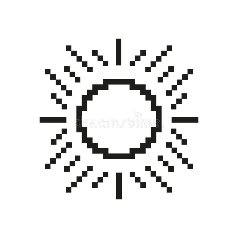 Pixelated Sun Icon with Radiating Rays. Bright Sunlight in Pixel Art ...