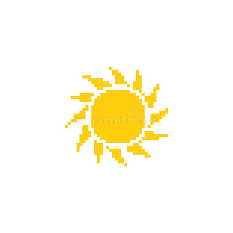 Pixelated Sun Illustration. Simple Pixel Art of a Yellow Sun with Rays ...