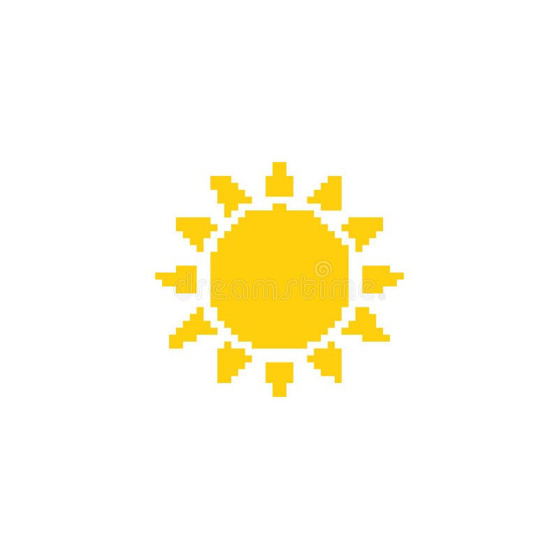 Pixelated Sun Illustration. Simple Pixel Art of a Yellow Sun with Rays ...