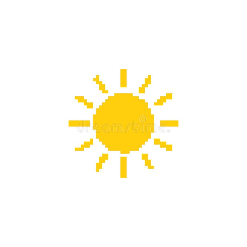 Pixelated Sun Illustration. Simple Pixel Art of a Yellow Sun with Rays ...