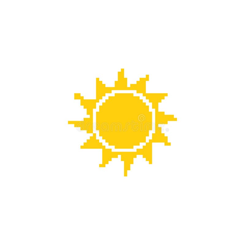Pixelated Sun Illustration. Simple Pixel Art of a Yellow Sun with Rays ...