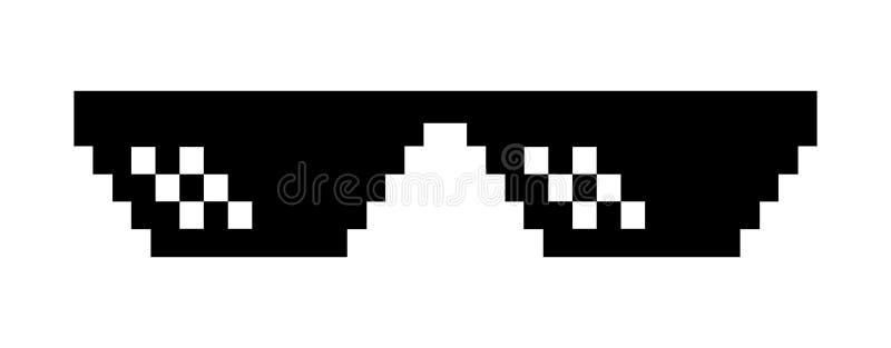 Pixel Art Shades Cool Thug Glasses, Real 3d Black Pixelated Retro Thug ...