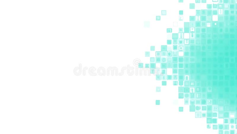 Abstract Light Teal Pixelated Pattern Fading on a White Background in ...