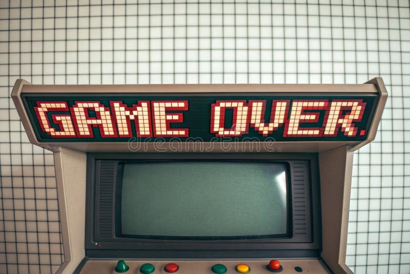 Pixelated Text with the Phrase GAME OVER. Nostalgic Vintage Style ...
