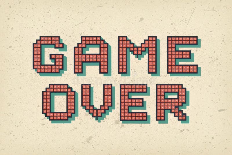 Pixelated Text with the Phrase GAME OVER. Nostalgic Vintage Style ...