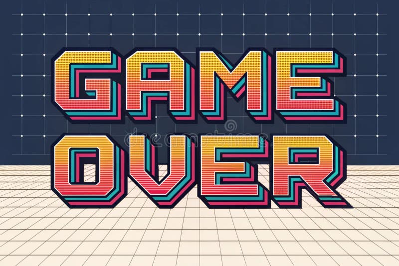 Pixelated Text with the Phrase GAME OVER. Nostalgic Vintage Style ...