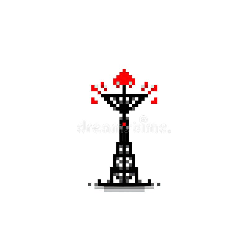 Pixel Art Tower with Red Top, Abstract Design Element Stock ...