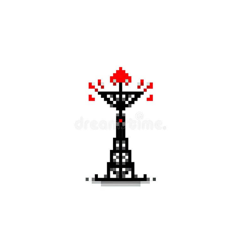Pixel Art Tower with Red Top, Abstract Design Element Stock ...
