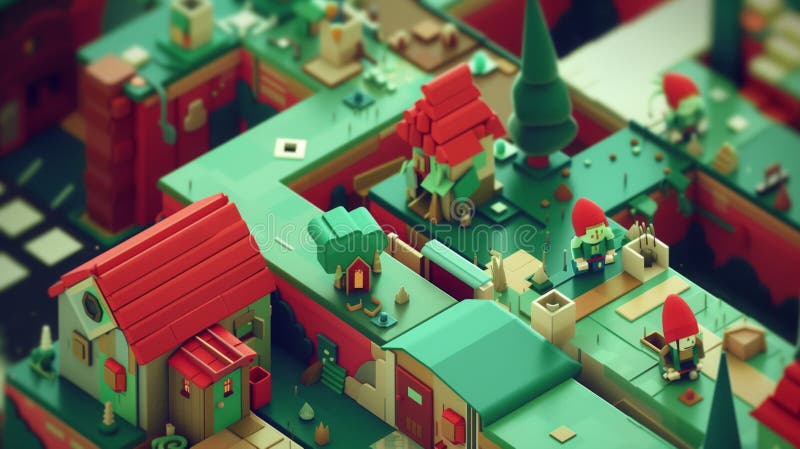 Pixelated Town Scene with Miniature Figures. Minecraft Texture World ...