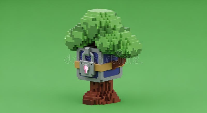 Pixelated Tree Chest with Keyhole Stock Illustration - Illustration of ...
