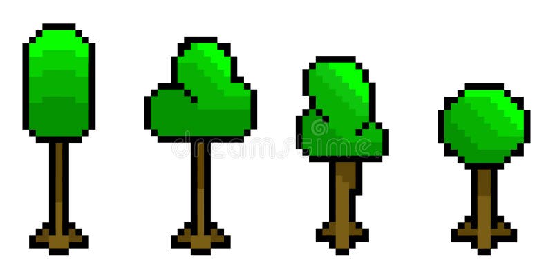 Pixelated Tree Icon Isolated. Set of Pixelated Tree Icons. Vector ...