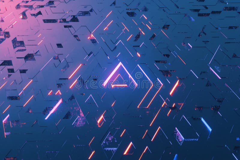 Pixelated Triangle Design Forms Glowing Technology Abstraction in ...