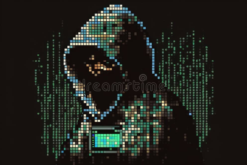 Pixelated Unrecognizable Hooded Cyber Criminal Stock Illustration ...