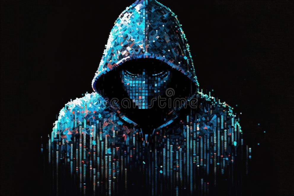 Pixelated Unrecognizable Hooded Cyber Criminal Stock Illustration ...