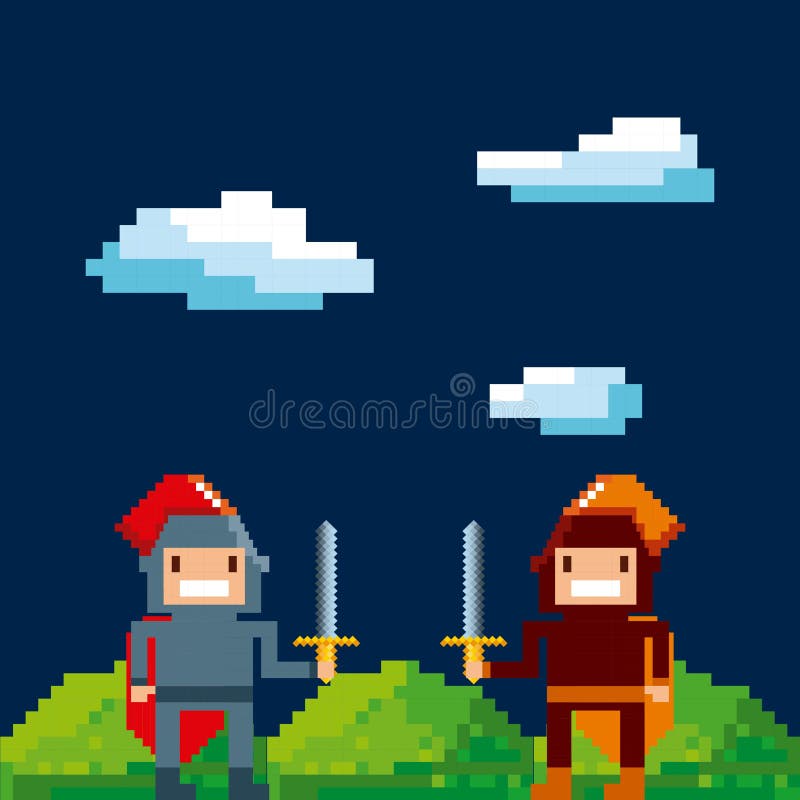 Pixelated video game icons stock vector. Illustration of pixel - 91147942