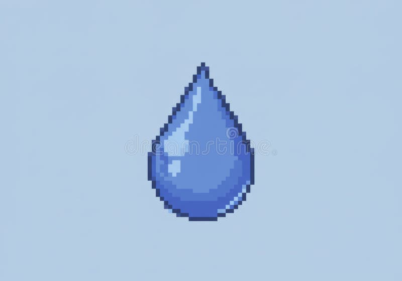 Pixelated Water Droplet Isolated on Blue Background Stock Illustration ...