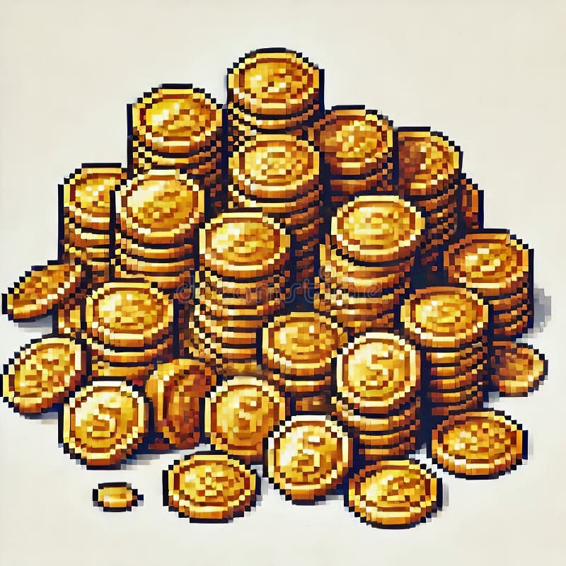 Pixelated Wealth Stack stock illustration. Illustration of pixelart ...