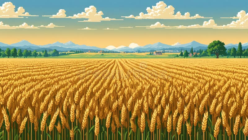 Pixelated Wheat Field Abstract Background in SaiPixel Art Style Stock ...