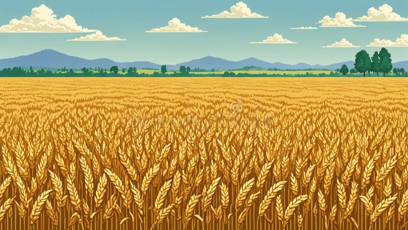 Pixelated Wheat Field Abstract Background in SaiPixel Art Style Stock ...