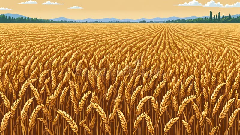 Pixelated Wheat Field Abstract Background in SaiPixel Art Style Stock ...