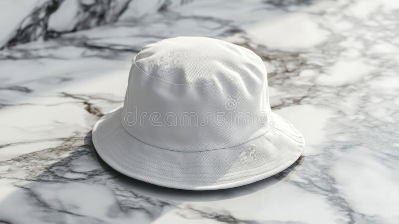 Pixelated White Bucket Hat on Marble Texture Surface Artificial Light ...
