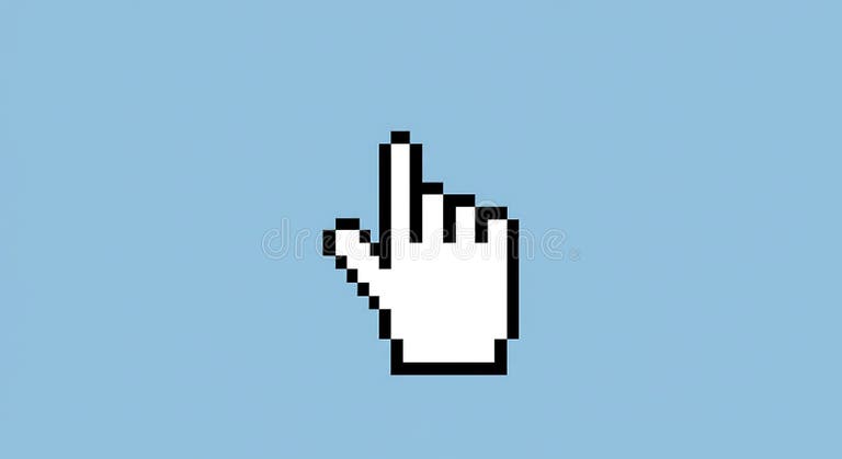 A Pixelated White Cursor Hand with an Extended Index Finger is Set ...