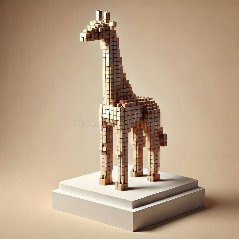 Pixelated Wooden Giraffe Sculpture Stock Photo - Image of based, animal ...