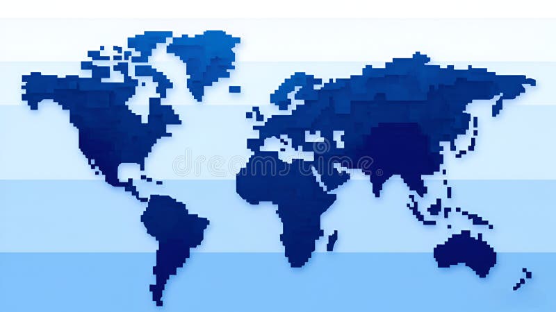 Pixelated world map stock illustration. Illustration of globe - 362172358