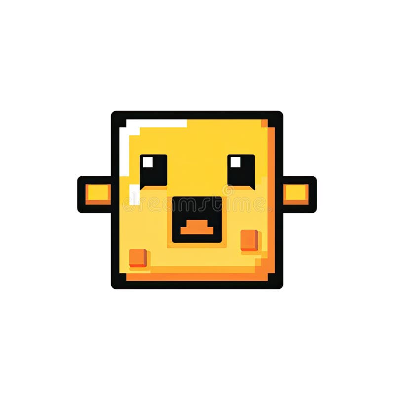 Happy Pixel Art Square Face Emoji Character Stock Illustration ...