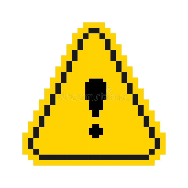 Pixelated Yellow Triangle Warning Sign with an Exclamation Mark ...