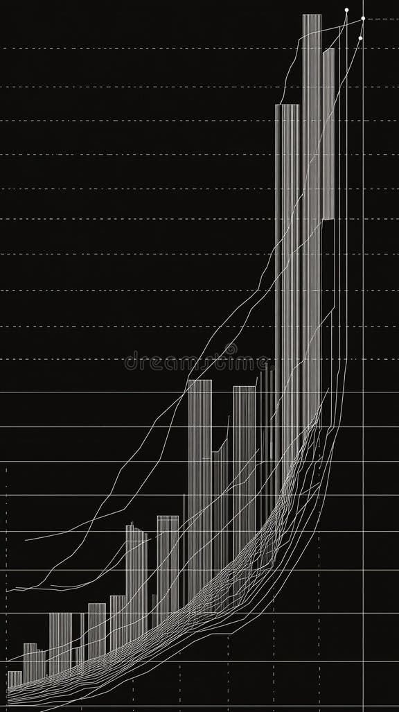 Pixelized Line Graph Tracking Inflation Rates Over Decades. Stock ...