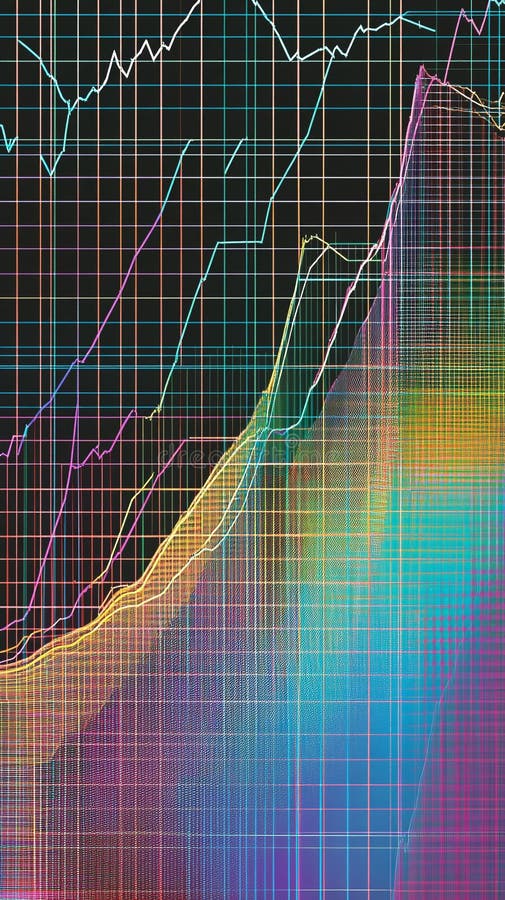 Pixelized Line Graph Tracking Inflation Rates Over Decades. Stock ...