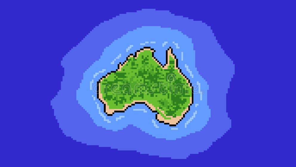 Pixelized Map of Australia - Pixel Art Illustration Stock Illustration ...