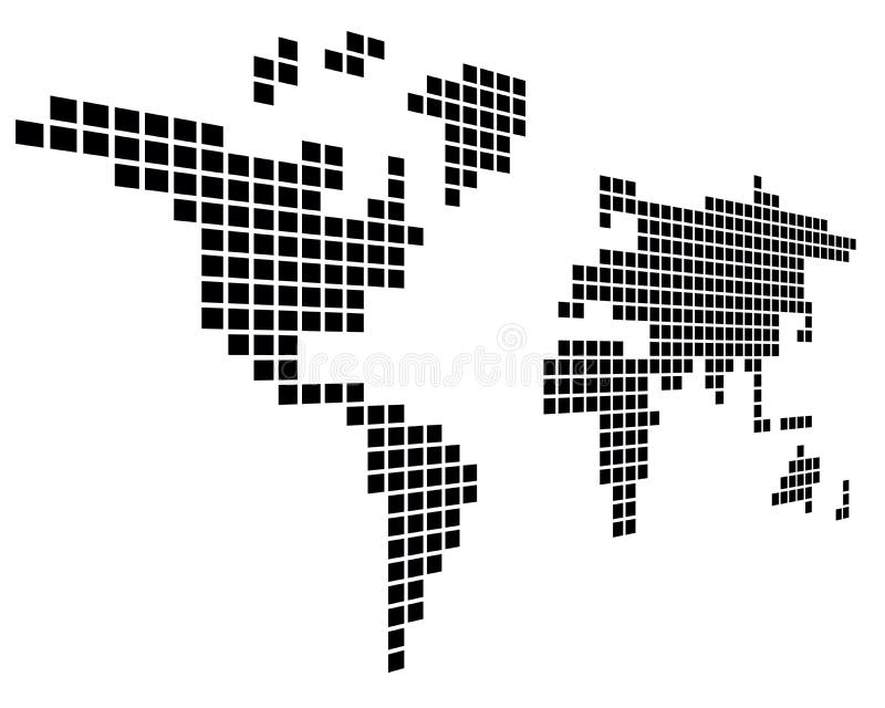 Pixelized Map of World. Side Perspective Stock Vector - Illustration of ...