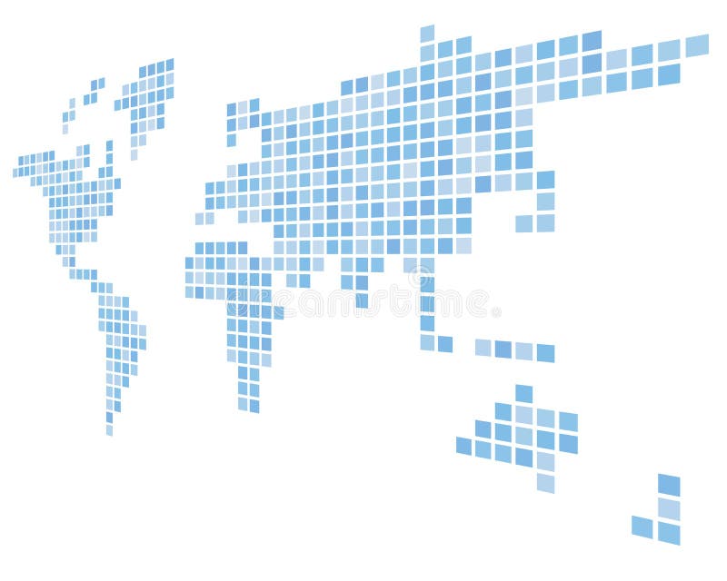 Pixelized Map of World. Side Perspective. Black Vector Map Stock Vector ...