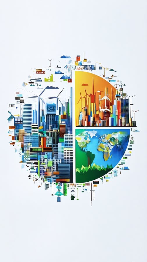Pixelized Pie Chart of Renewable Energy Investments Across Regions ...