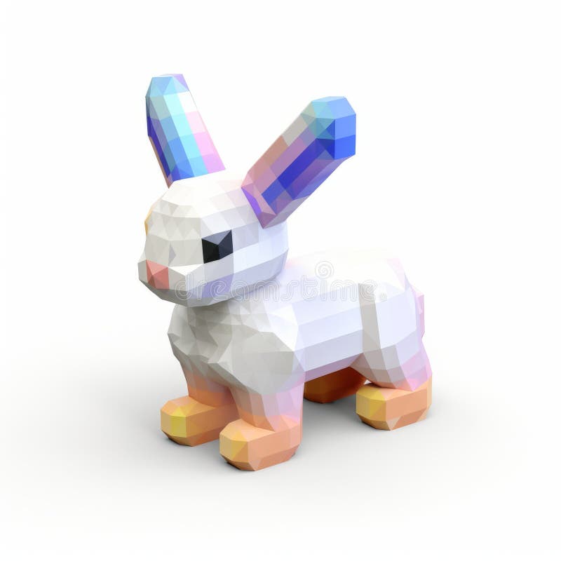 Pixelized Rabbit with Rainbow Ears - Voxel Art with Realistic Lighting ...