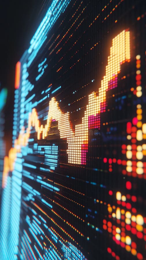 Pixelized Savings Growth Tracker with Animated Upward Movement. Stock ...