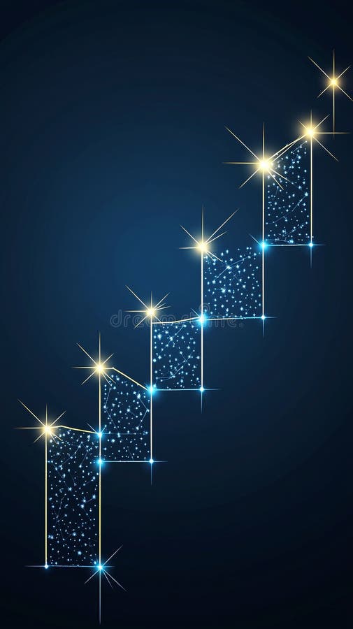 Pixelized Wealth Growth Graph with Sparkles Highlighting Milestones ...