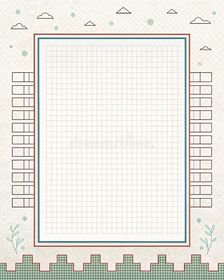 Pixellated Grid Border Paper Texture Digital and Abstract Stock ...