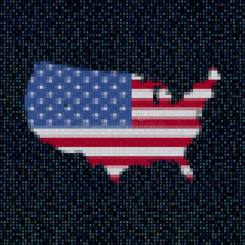 USA Map Flag on Hex Code Illustration Stock Illustration - Illustration ...