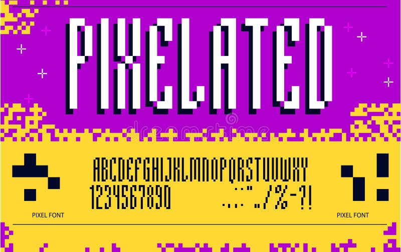 Pixellettertype Digitaal Lettertype Binair 8-bits Alfabet Vector ...