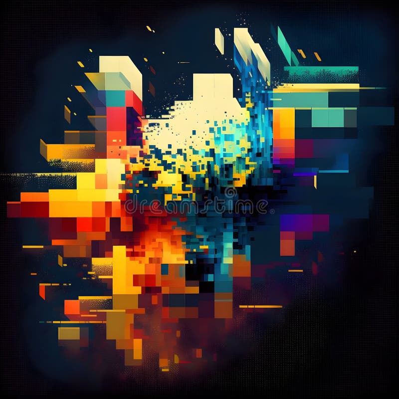 A Pixelly Rendered Design with Several Squares of Different Colors ...