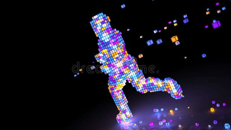 PixelMan Running stock footage. Video of action, destruction - 84593374